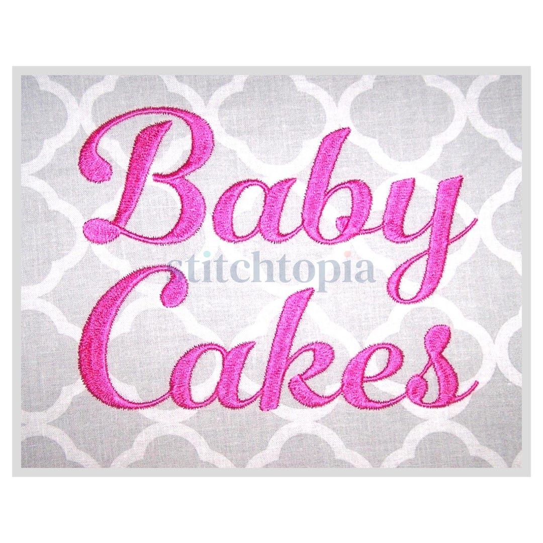 Baby Cakes Embroidery Font .75" 1" 1.25" 1.5 2 Formats Bx Dst Exp Hus ...
