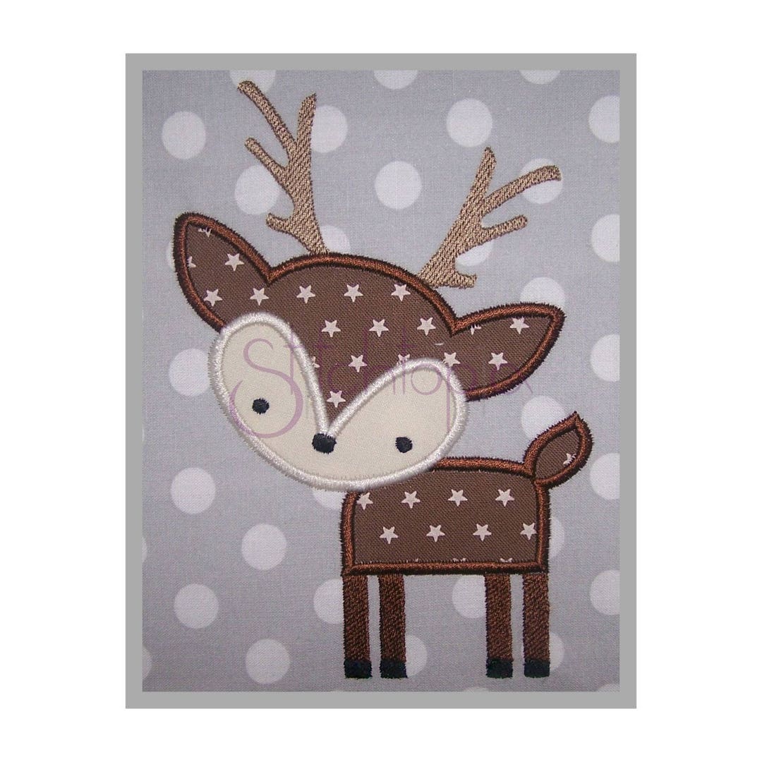 Forest Animals Deer Applique Design - 7 Sizes 10 Formats Dst Exp Hus ...