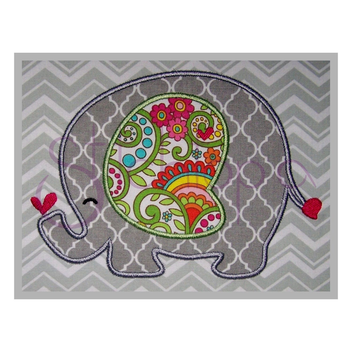 Elephant Applique Design - 6 Sizes 10 Formats Machine Embroidery ...