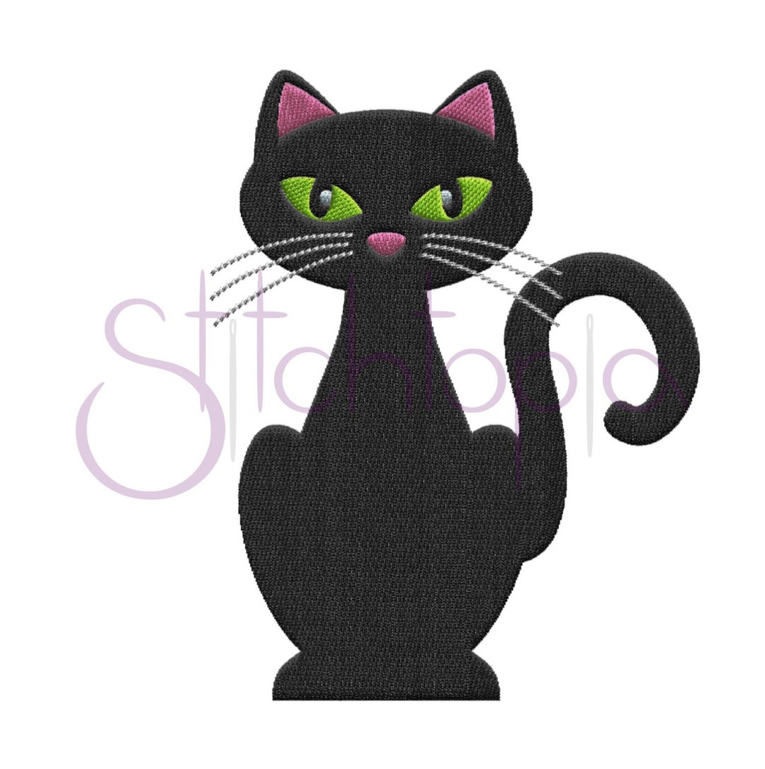 Halloween Black Cat Embroidery Design - 6 Sizes 10 Formats PES DST VIP ...