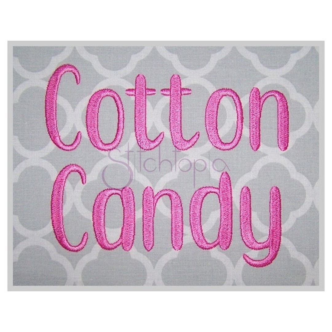 Cotton Candy Embroidery Font .75" 1" 1.25" 1.5" 2" - Formats: Bx Dst ...