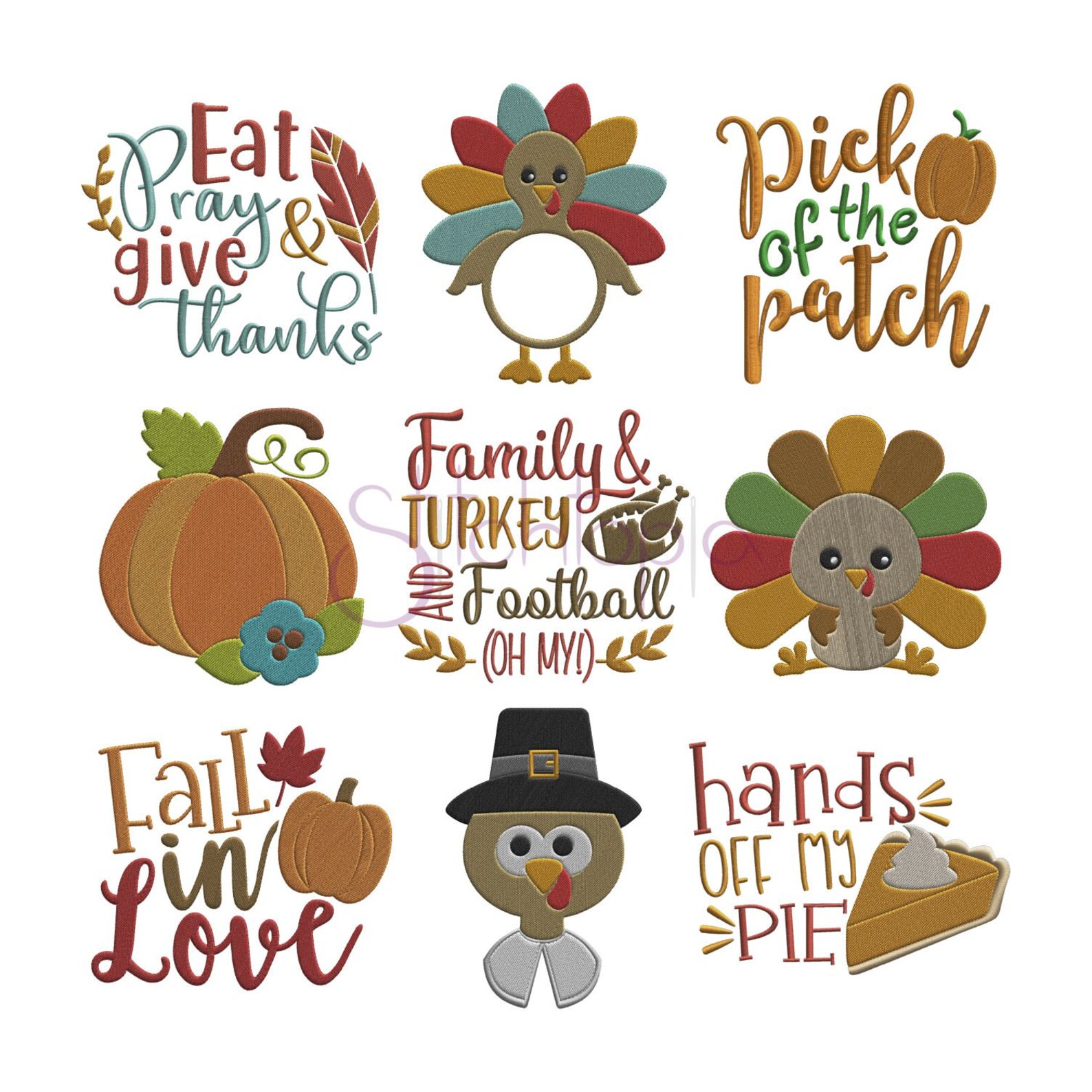 Fall Embroidery Design Set - 9 Designs 6 Sizes Each 10 Formats Fall ...