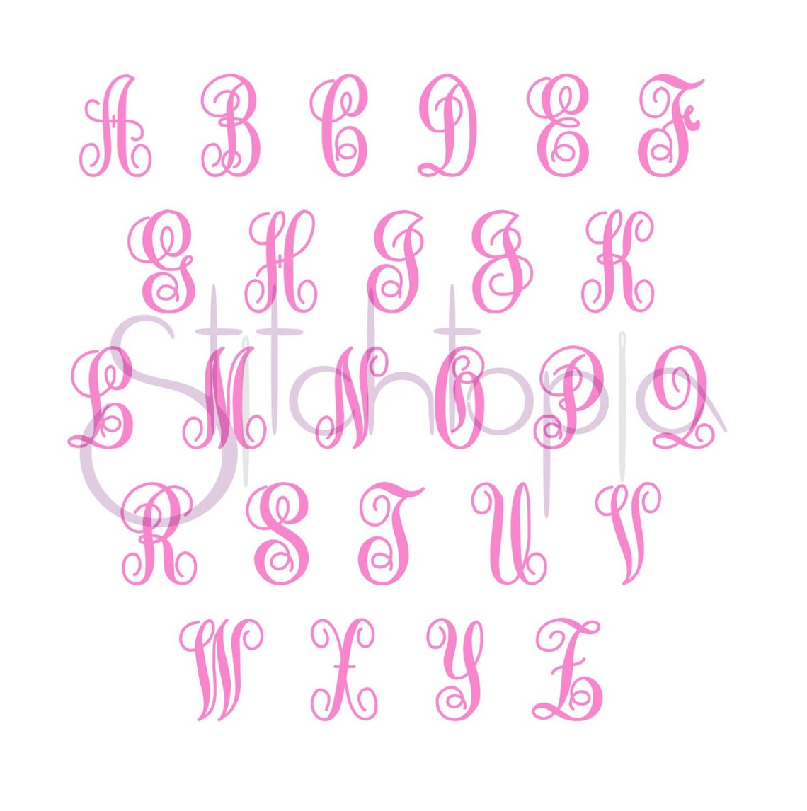 Elegant Embroidery Monogram Set - Satin - 1" 1.5" 2" 2.5" 3"- Machine ...