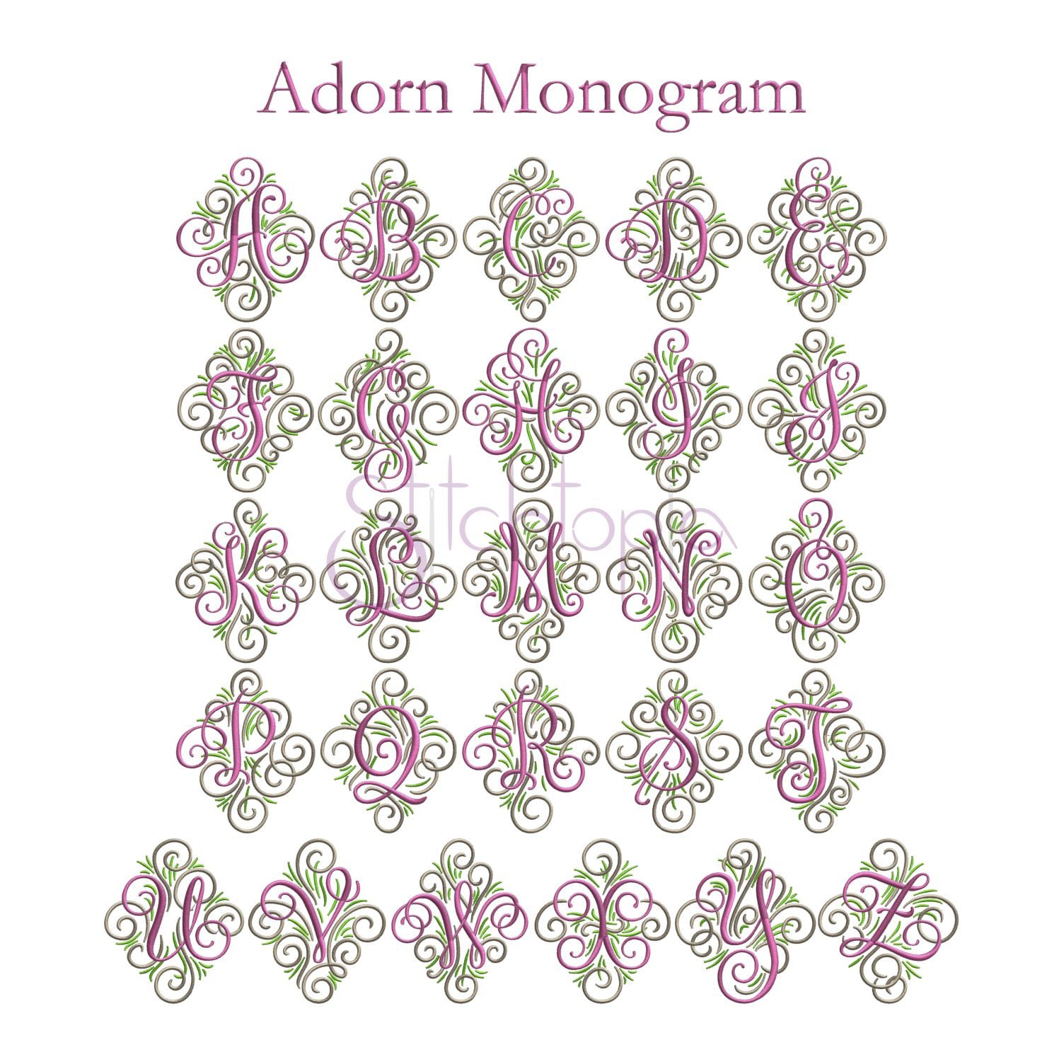 EMBROIDERY Monogram Font Bundle - 10 Machine Embroidery Monogram Fonts ...