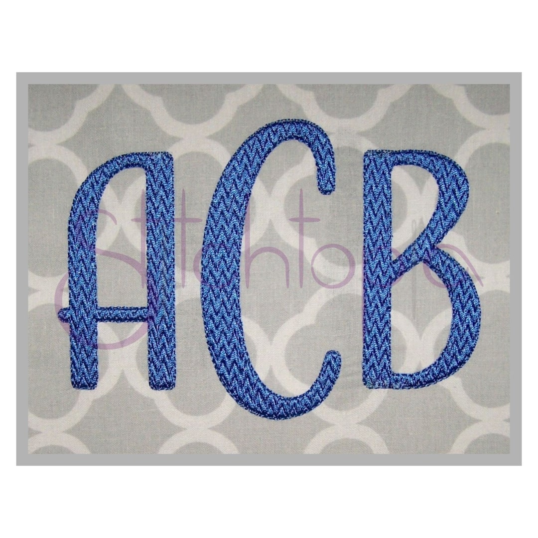 Caleb Embroidery Monogram Set – 4", 5", 6", 7", 8" - BX Font Chevron ...