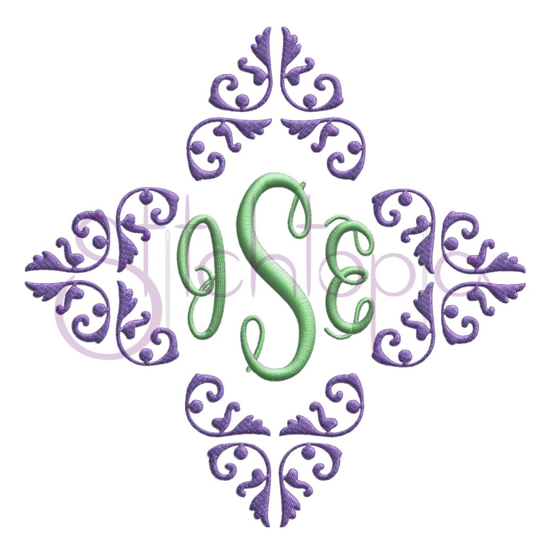 Damask Diamond Embroidery Frame - 7 Sizes 10 Formats PES DST JEF ...