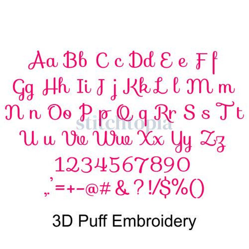 3D PUFF Script Embroidery Font Bundle #1 - 10 Embroidery Fonts - 5 ...