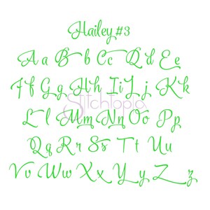 Hailey Embroidery Font #3 - .5" 1″ 1.5" 2″ 2.5" 3″ - 11 Formats BX PES ...