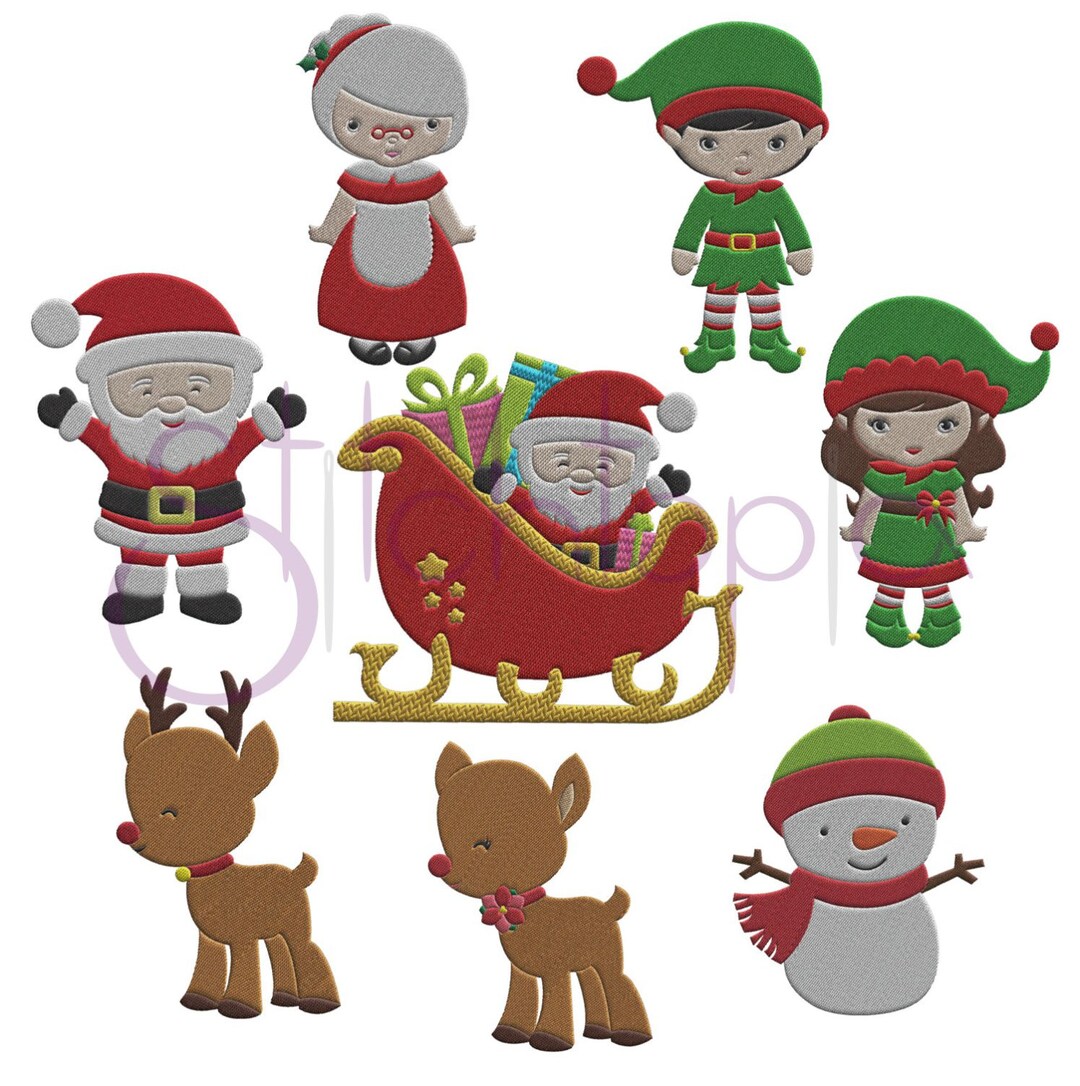 Christmas Embroidery Design Set - 8 Designs 6-7 Sizes Each 10 Formats ...