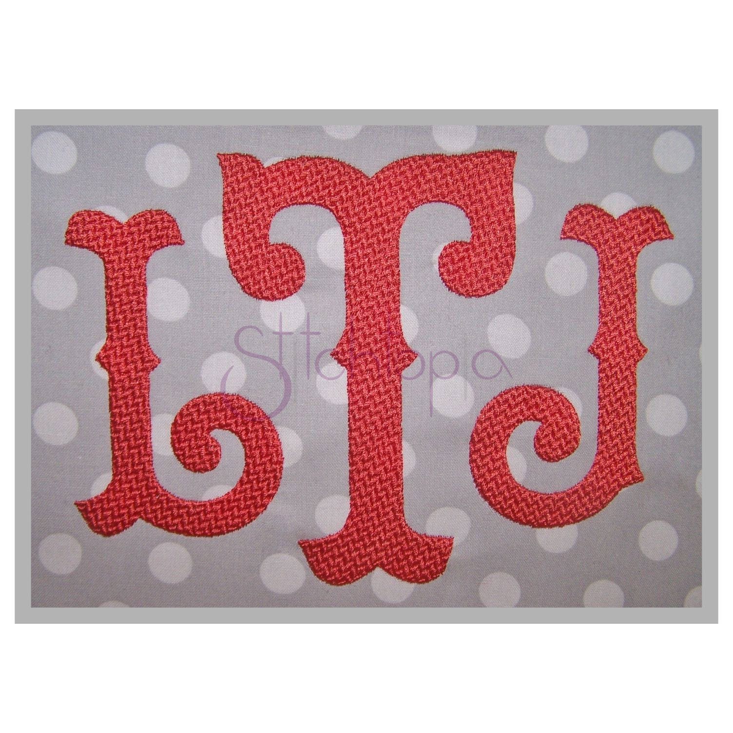 Fishtail Filled Embroidery Monogram 4" 5″ 6″ 7″ 8″ 9″ - 11 Formats ...