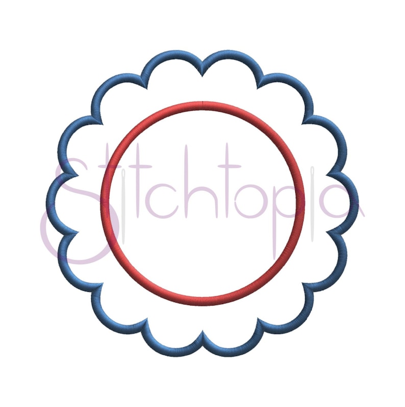 Scalloped Circle Applique Frame - 2 Fabric - 7 Sizes 10 Formats PES DST ...