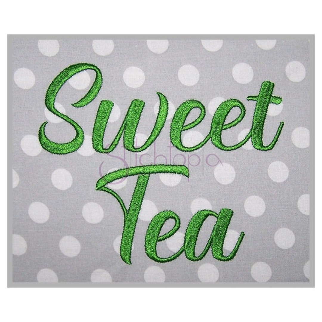 Sweet Tea Embroidery Font 2.5" 3" 3.5" 4" 5" - Formats: Bx Dst Exp Hus ...