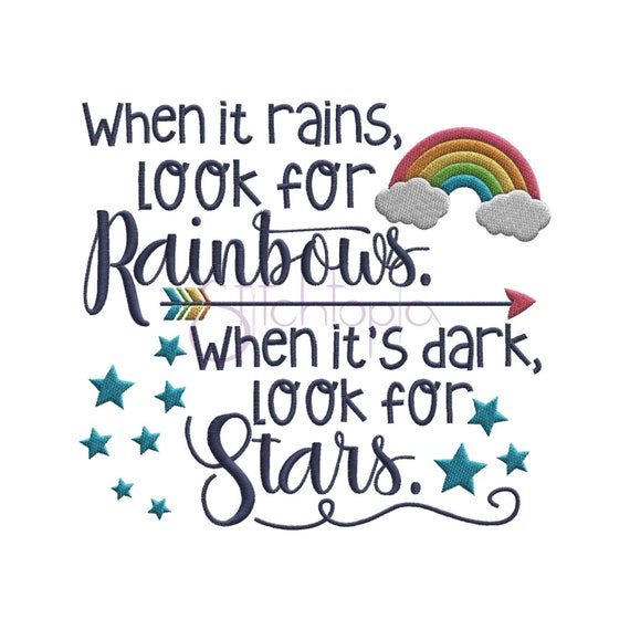 When It Rains Look For Rainbows Embroidery Design 6 Sizes 10 | Etsy