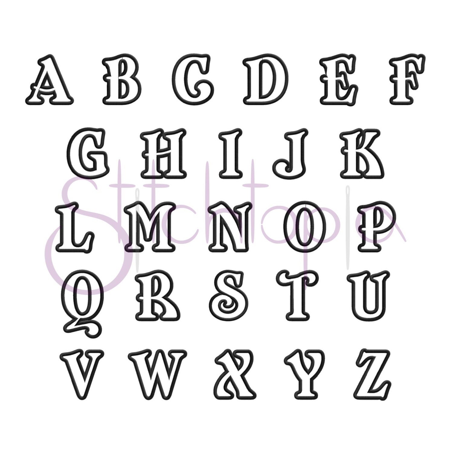 Logan Applique Monogram Set - 2" 3" 4" Uppercase Only - 11 Formats BX ...