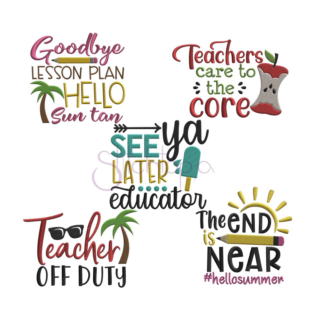 School Embroidery Design Set - 6 Sizes Each 10 Formats Dst Exp Hus Jef ...