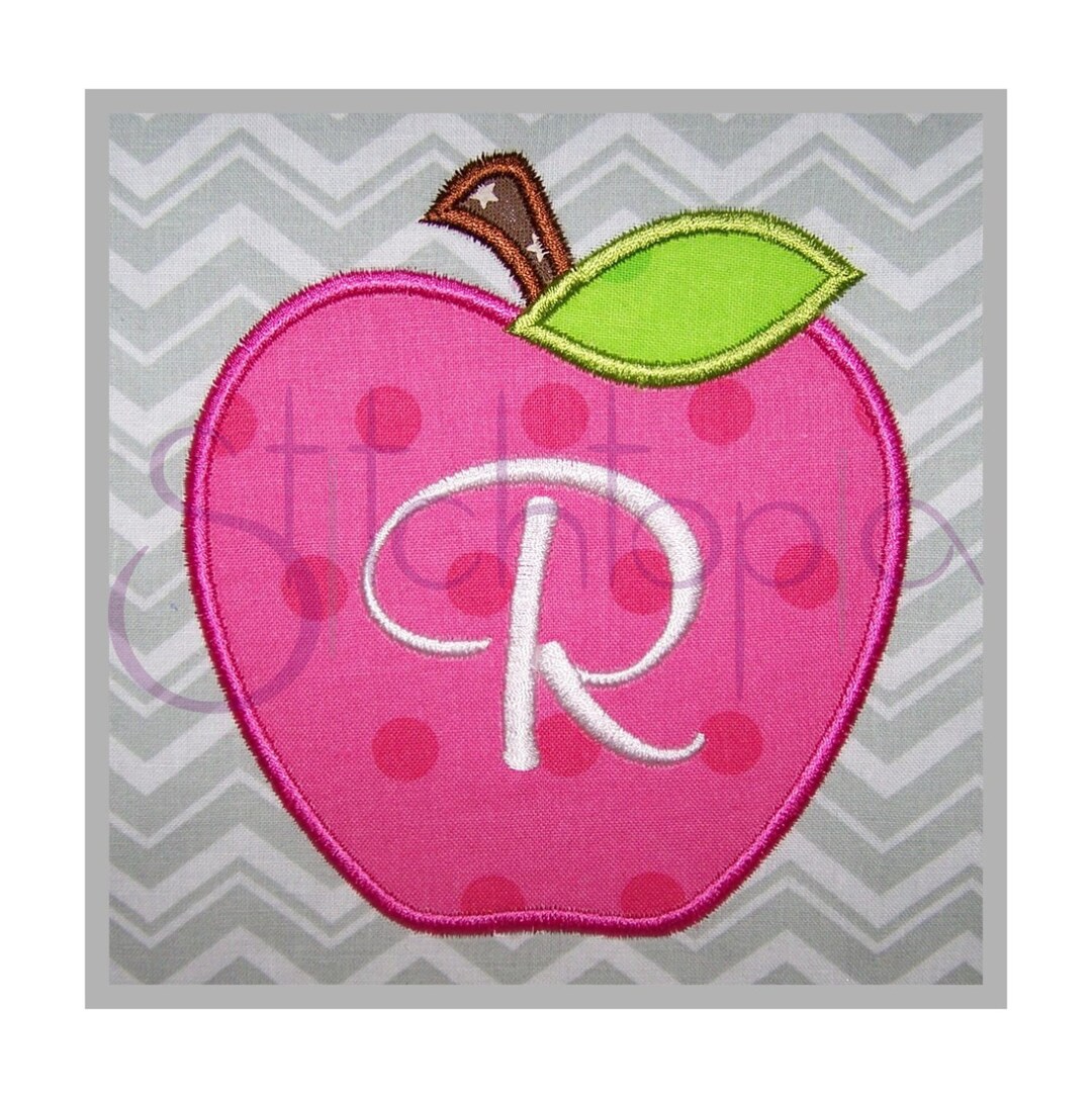 Apple Applique Design - 7 Sizes - 10 Formats PES DST - Digital Machine ...
