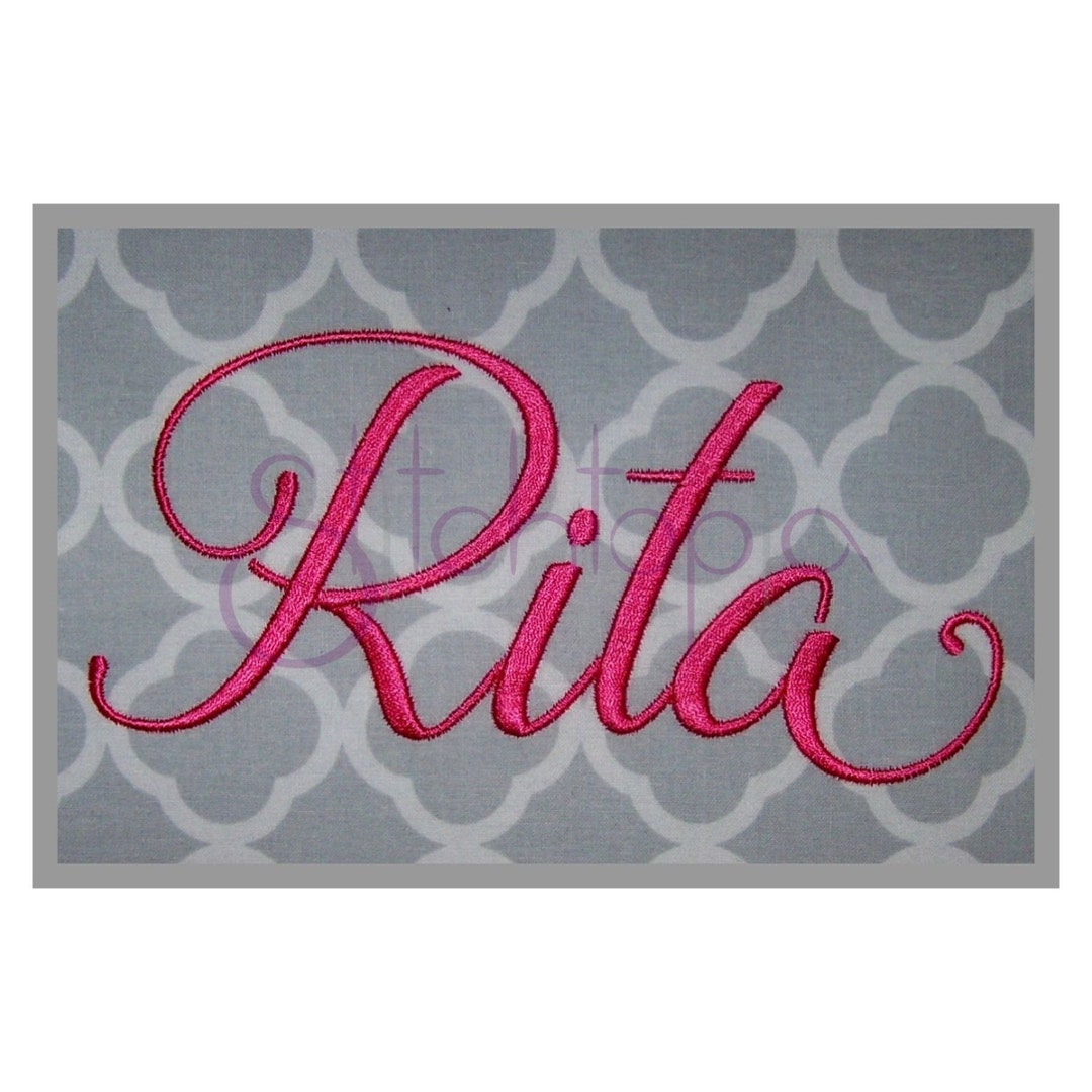 Rita Embroidery Font Set - 1″ 1.5" 2″ 2.5" 3″- 11 Formats Machine ...