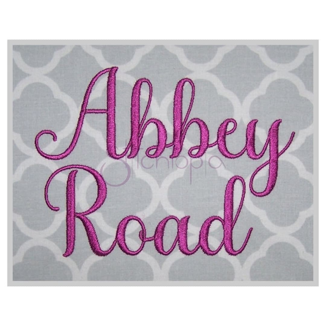 Abbey Road #1 Embroidery Font .5" 1" 1.5" 2" 2.5" Formats: Bx Dst Exp ...