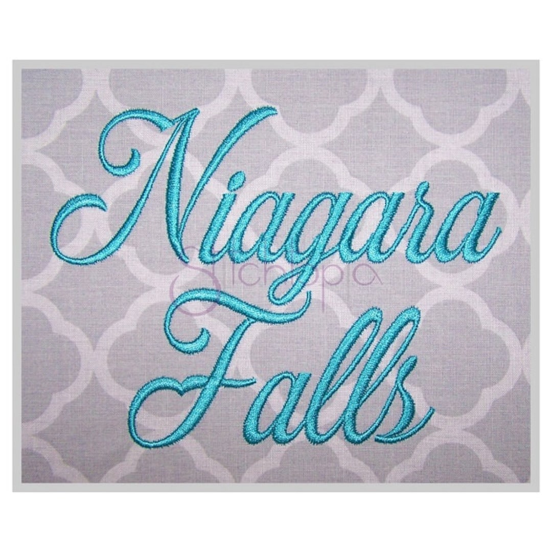 Niagara Falls Embroidery Font .75" 1" 1.25" 1.5" 2" - Formats: Bx Dst ...