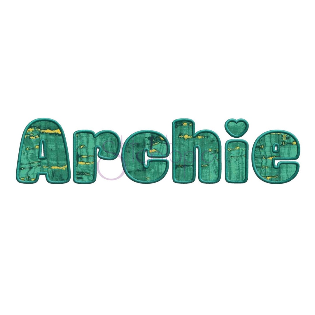Archie Applique Font 2 2.5 3 4 11 Formats Bx Dst Exp Hus Jef Pes Sew ...