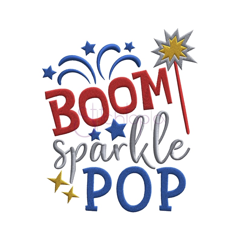 Boom Sparkle Pop Embroidery Design 6 Sizes Formats: Dst Exp - Etsy