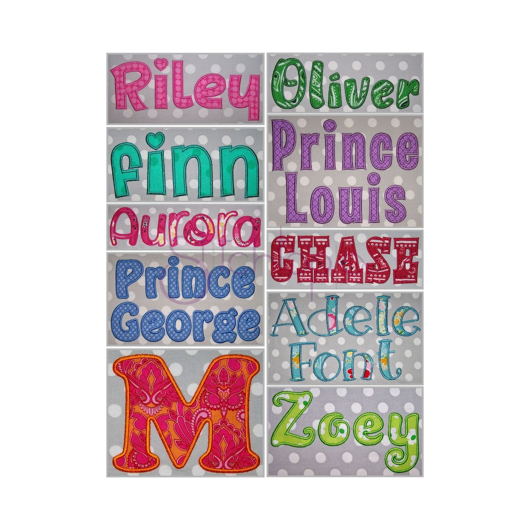 Applique Font Bundle - 10 Applique Fonts - Formats Included: PES ONLY ...