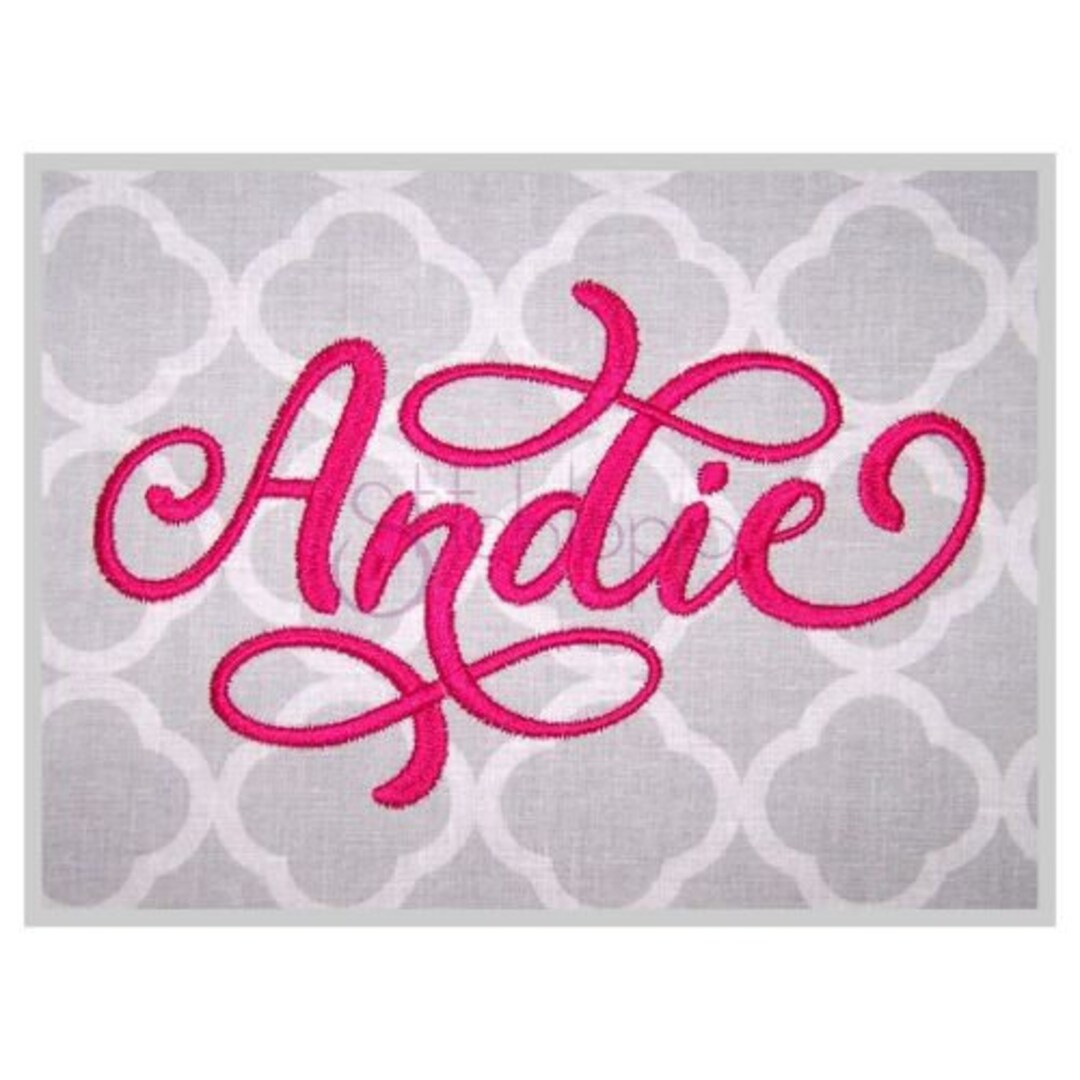 Andie Embroidery Font 2.5" 3" 3.5" 4" 5" Formats Bx Dst Exp Hus Jef Pes ...