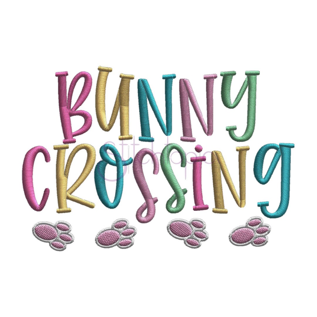 Bunny Crossing Embroidery Design - 6 Sizes 10 Formats: Dst Exp Hus Jef ...