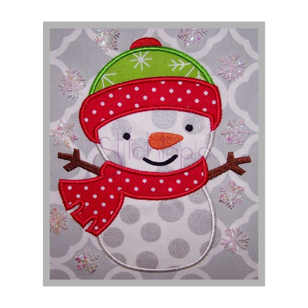 Snowman Applique Design - 7 Sizes 10 Formats Christmas Embroidery ...