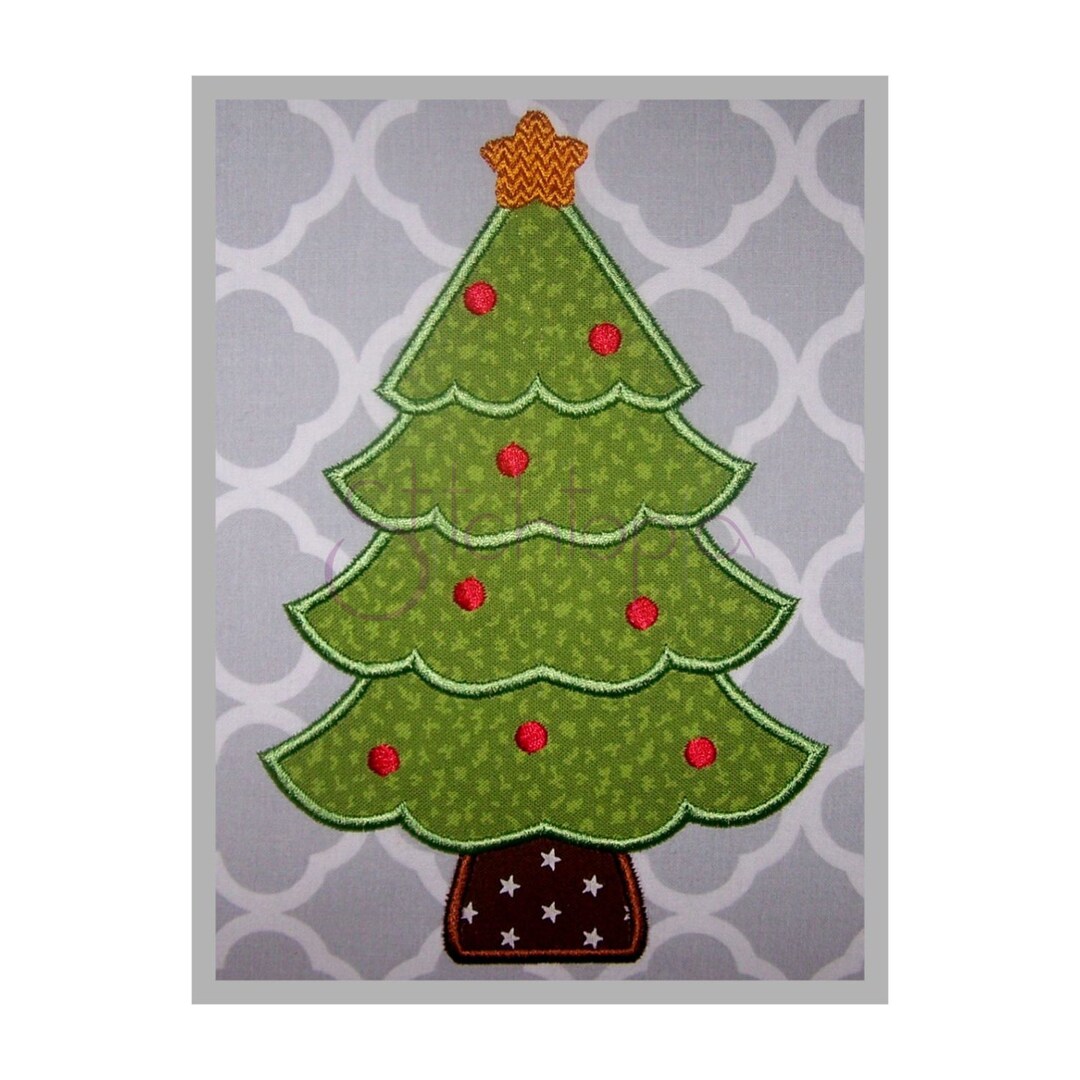 Christmas Tree Applique Design - Christmas Embroidery Design Digital ...