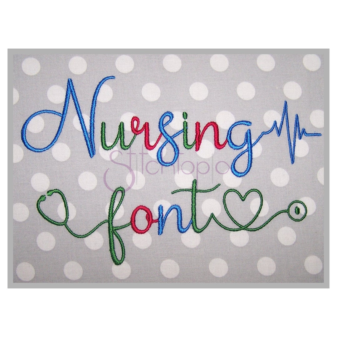 Nursing #1-3 Embroidery Font Bundle 1" 1.25" 1.5" 2" 2.5" Formats: Bx ...