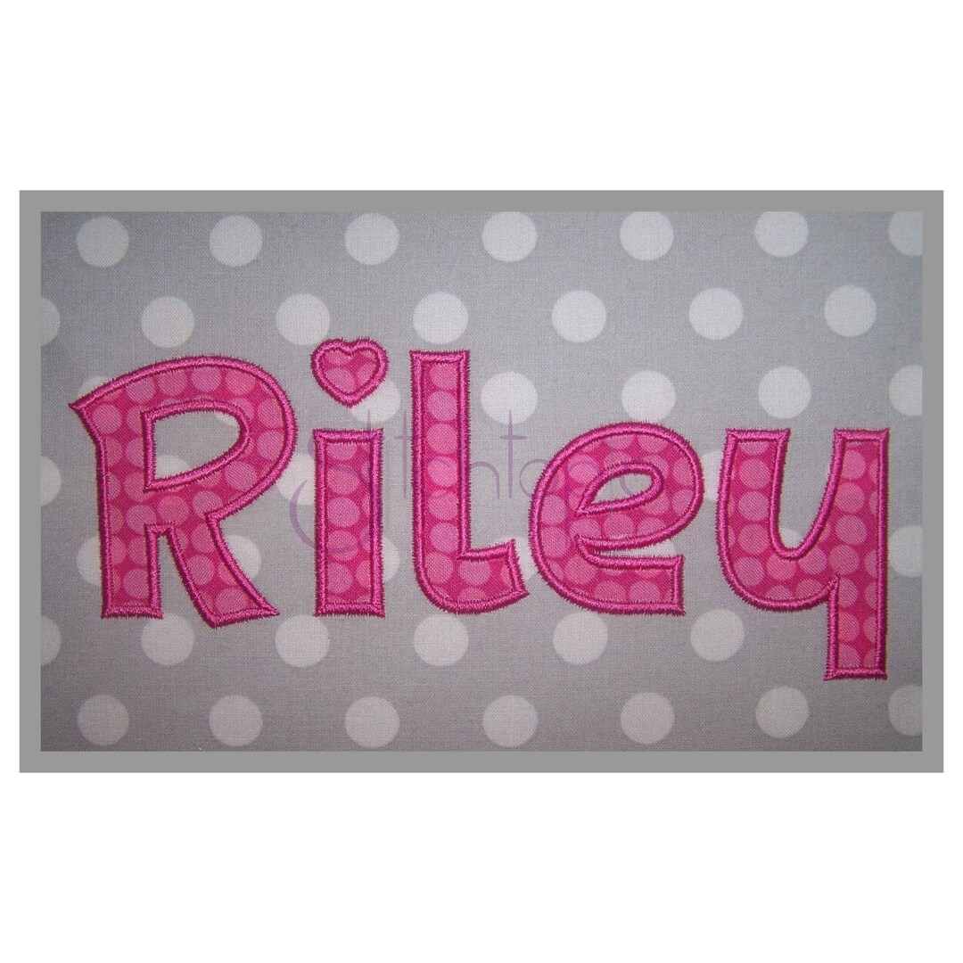 Riley Applique Font 2" 3" 4" - Formats Bx Dst Exp Hus Jef Pes Sew Shv ...