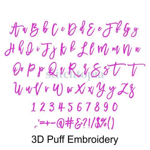 3D PUFF Script Embroidery Font Bundle #1 - 10 Embroidery Fonts - 5 ...