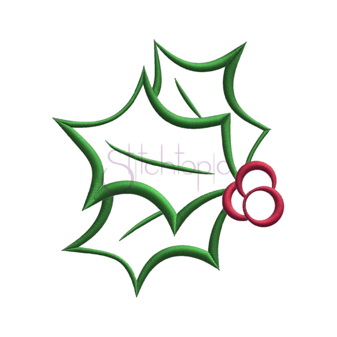 Christmas Holly Embroidery Design - Digital Machine Embroidery Design ...