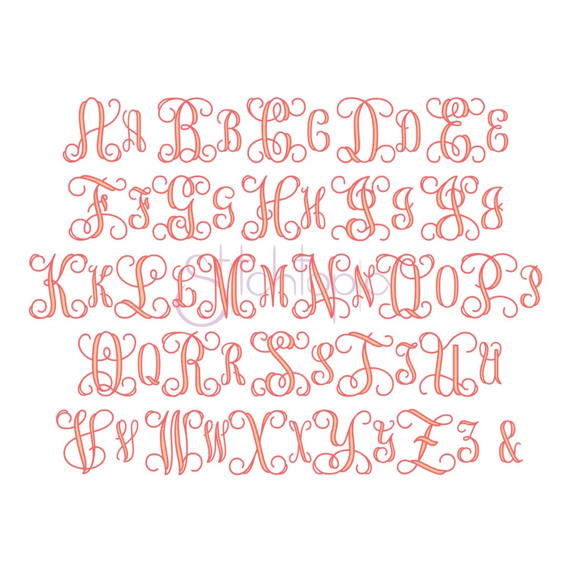 EMBROIDERY Monogram Font Bundle 2 10 Machine Embroidery - Etsy