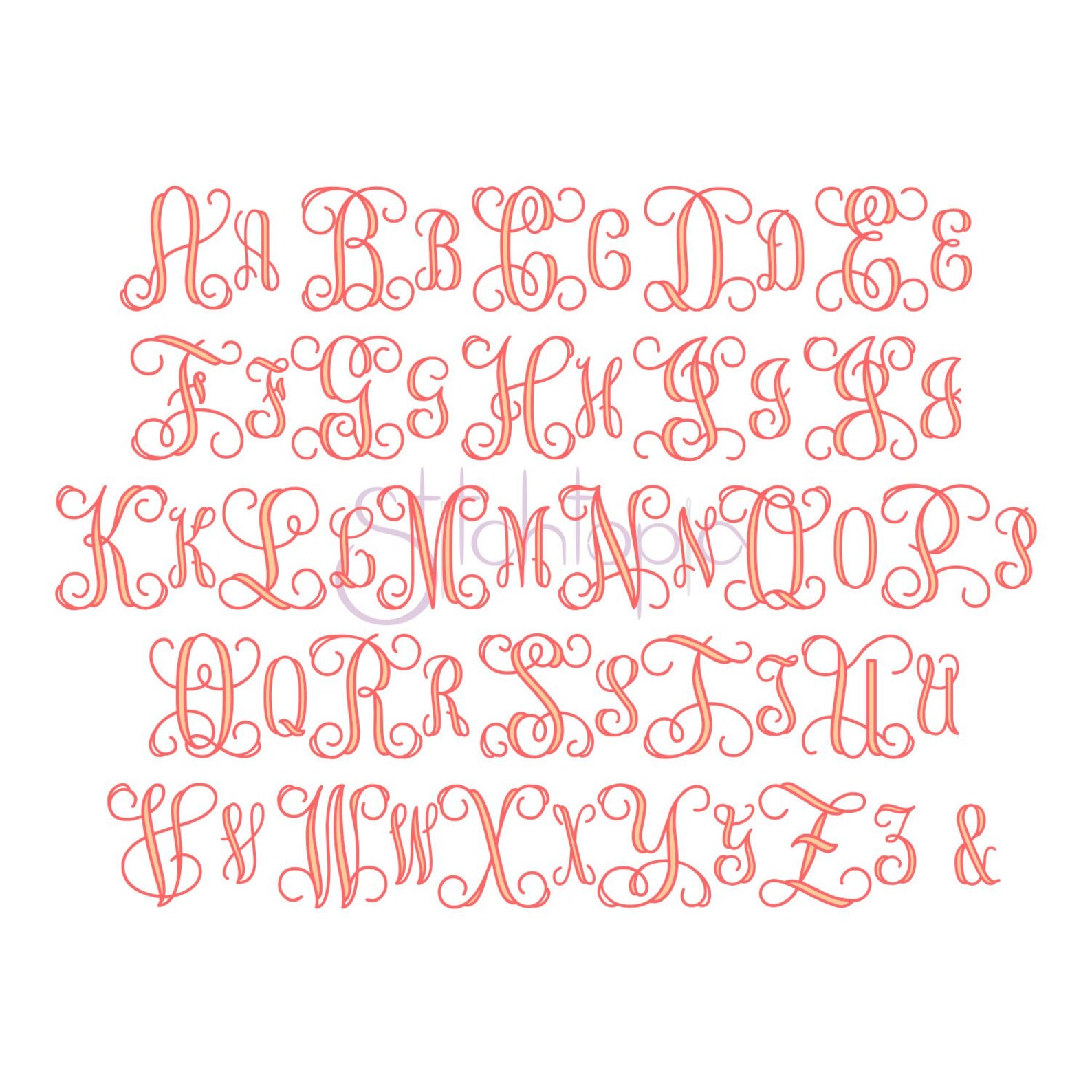 EMBROIDERY Monogram Font Bundle #2 - 10 Machine Embroidery Monogram ...