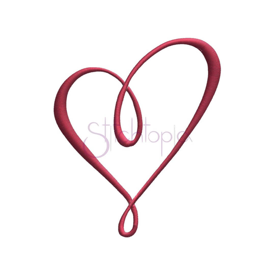 Loopy Heart Embroidery Design - 9 Sizes 10 Formats PES DST EXP ...
