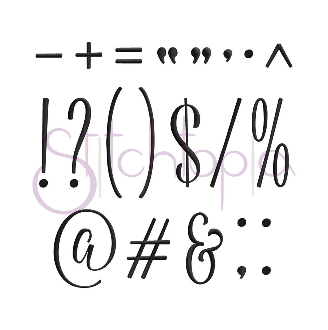 Punctuation Set #2 - 1″ 2″ 3″ Machine Embroidery Punctuation Designs ...