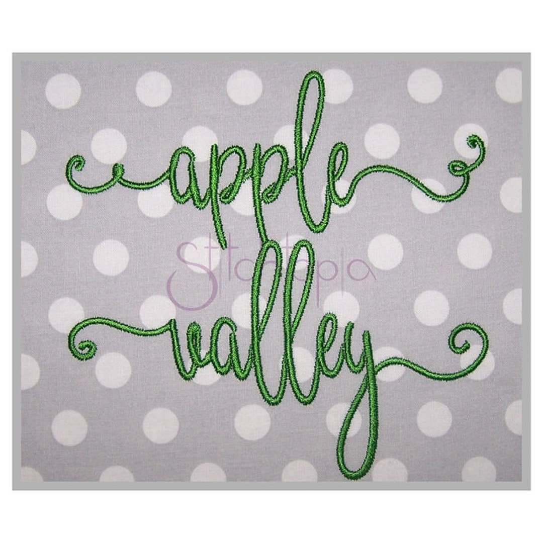 Apple Valley #2 Embroidery Font 1" 1.5" 2" 2.5" 3" READ SIZING INFO ...