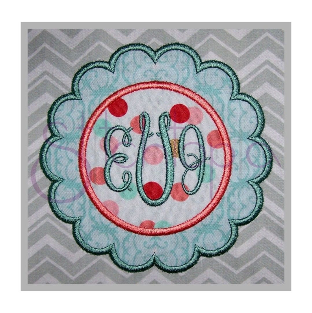 Scalloped Circle Applique Frame - 2 Fabric - 7 Sizes 10 Formats PES DST ...