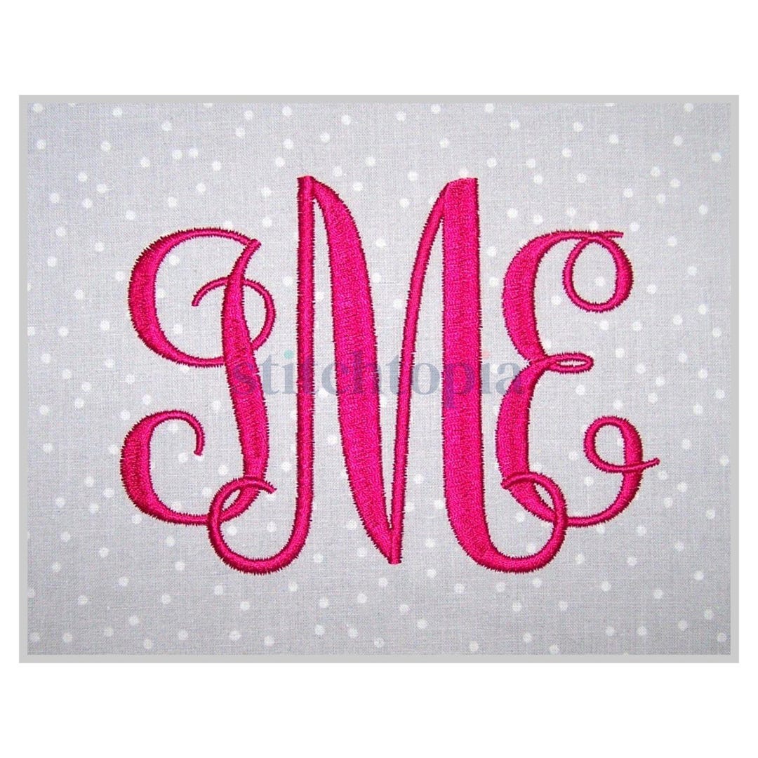 Bailey Monogram Machine Embroidery Font 3.5" 4" 5" 6" 7" Formats Bx Dst ...