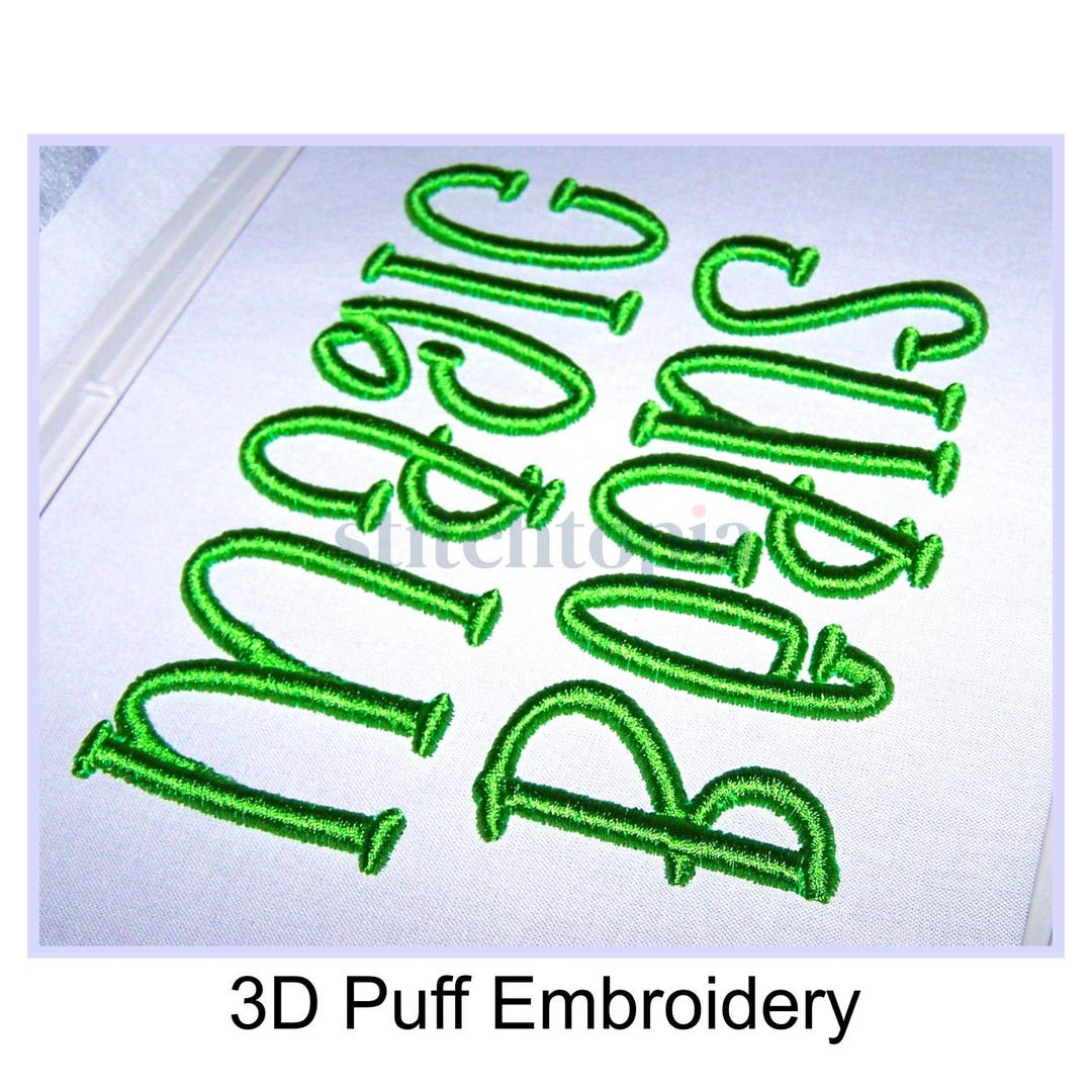 Magic Beans 3D PUFF Embroidery Font 2" 2.5" 3" Formats Bx Dst Exp Hus Jef Pes Sew Shv Vip Vp3 ...