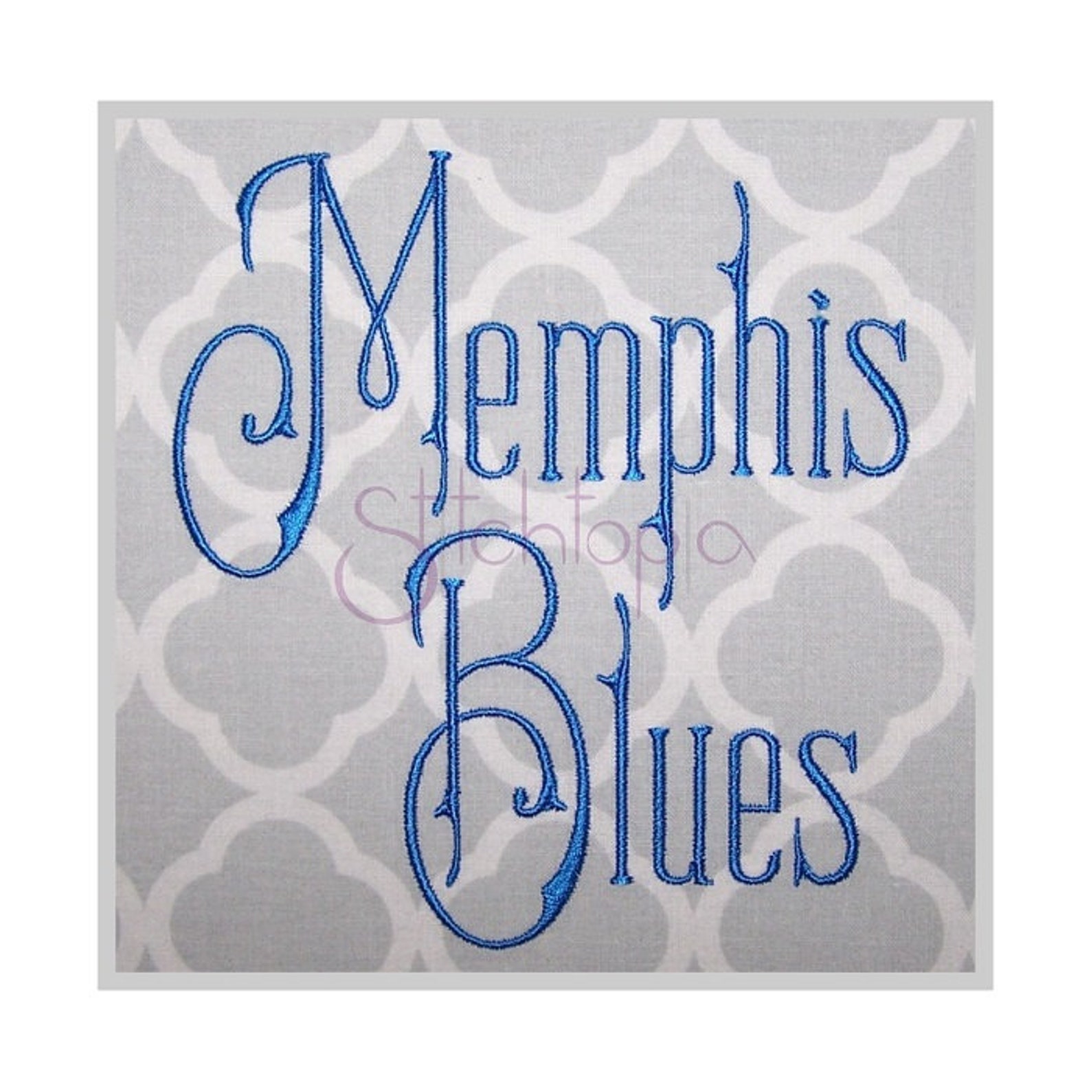 Memphis Blues Embroidery Font 1" 1.5" 2" 2.5" 3" 4" 5" - Formats Bx Dst ...