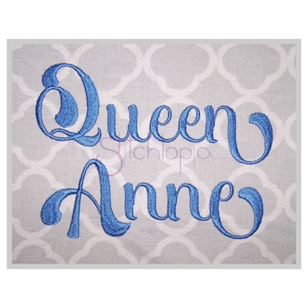 Queen Anne #2 Embroidery Font .75" 1" 1.25" 1.5" 2"- Formats Bx Dst Exp ...