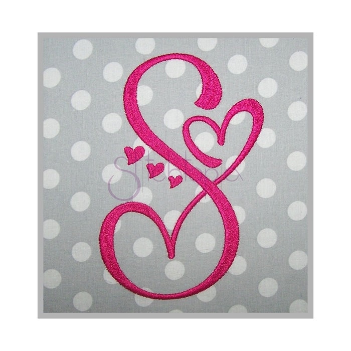 Sweetheart Embroidery Monogram Font 4" 4.5" 5" 6" 7" 8" - 11 Formats Bx ...