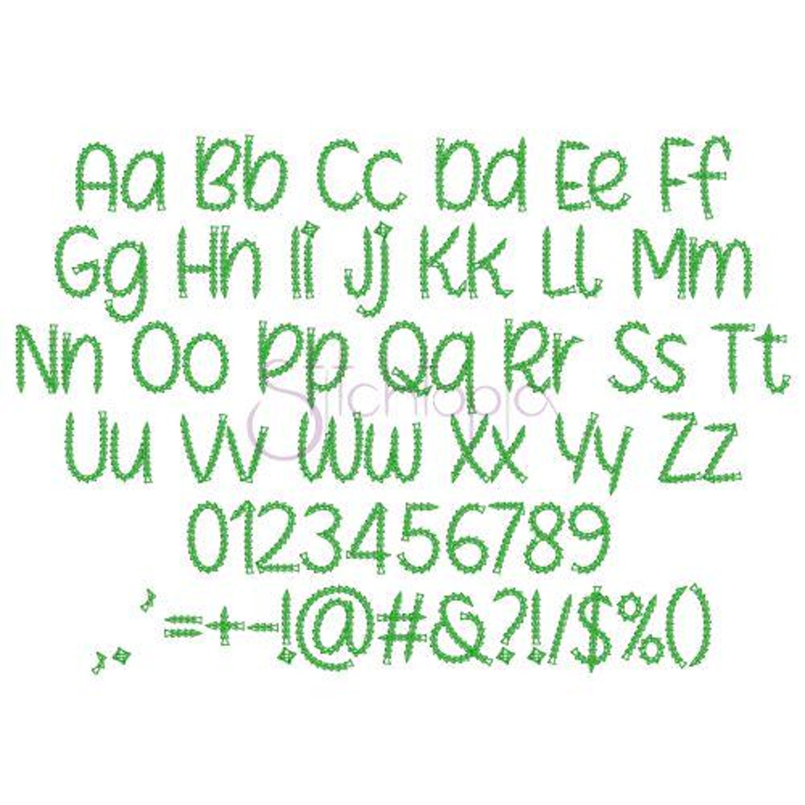 Rainbow Kale Chain Stitch Embroidery Font 1" 1.5" 2" 2.5" 3" Format Bx ...