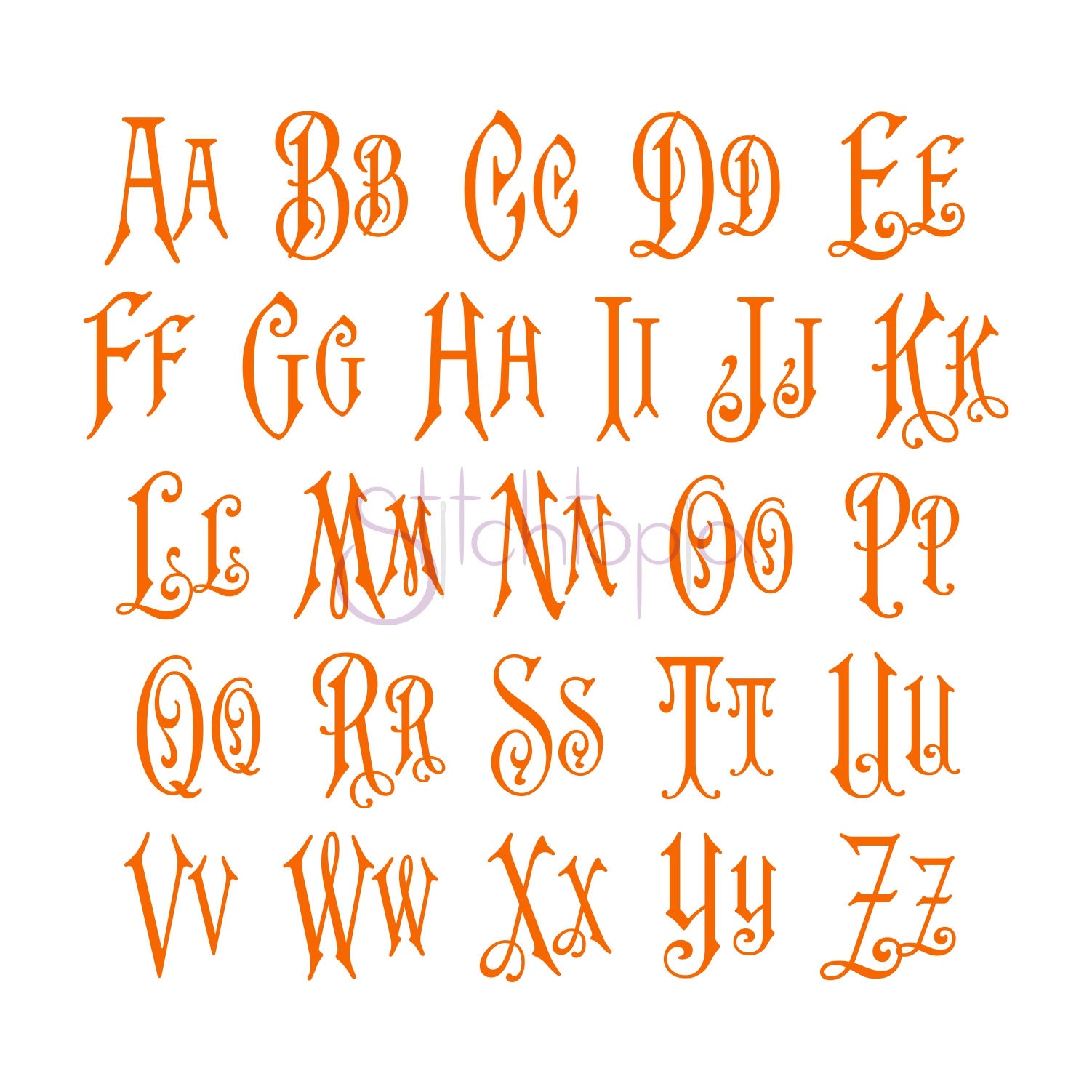 Vintage Embroidery Monogram Font 4 4.5 5 6 7 8 11 | Etsy