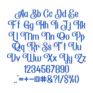 Southern Belle Embroidery Font 2.5" 3" 3.5" 4" 5" - Formats Bx Dst Exp ...