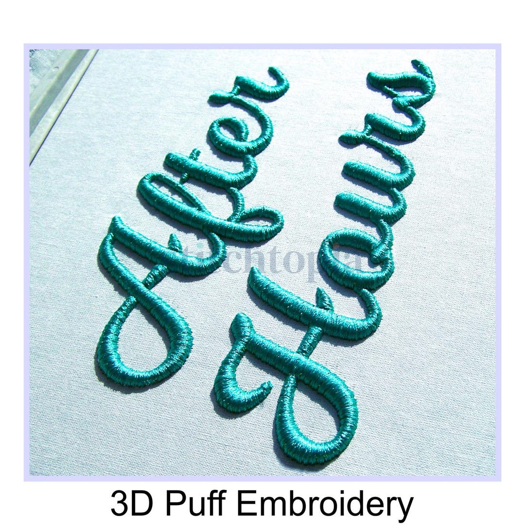 After Hours 3D PUFF Embroidery Font 1.25" 1.5 2" Formats Bx Dst Exp Hus ...