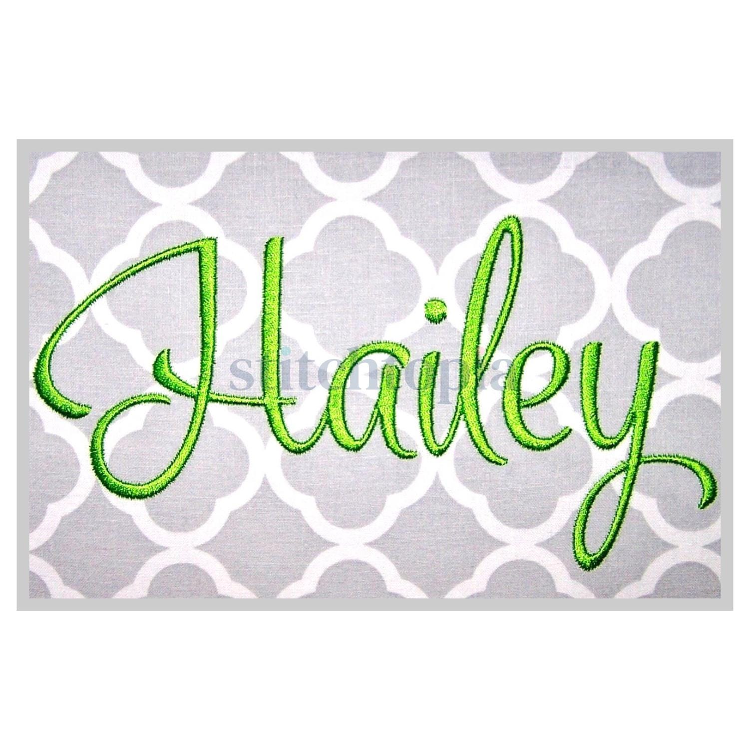 Hailey Embroidery Font #3 - .5" 1″ 1.5" 2″ 2.5" 3″ - 11 Formats BX PES ...